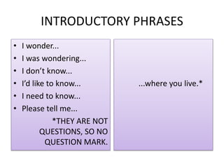 Indirect questions power point | PPTX