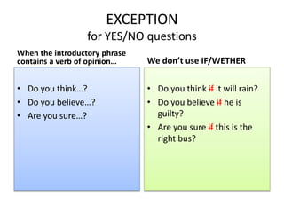 Indirect questions power point | PPTX