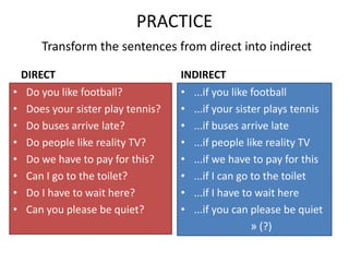 Indirect questions power point | PPTX