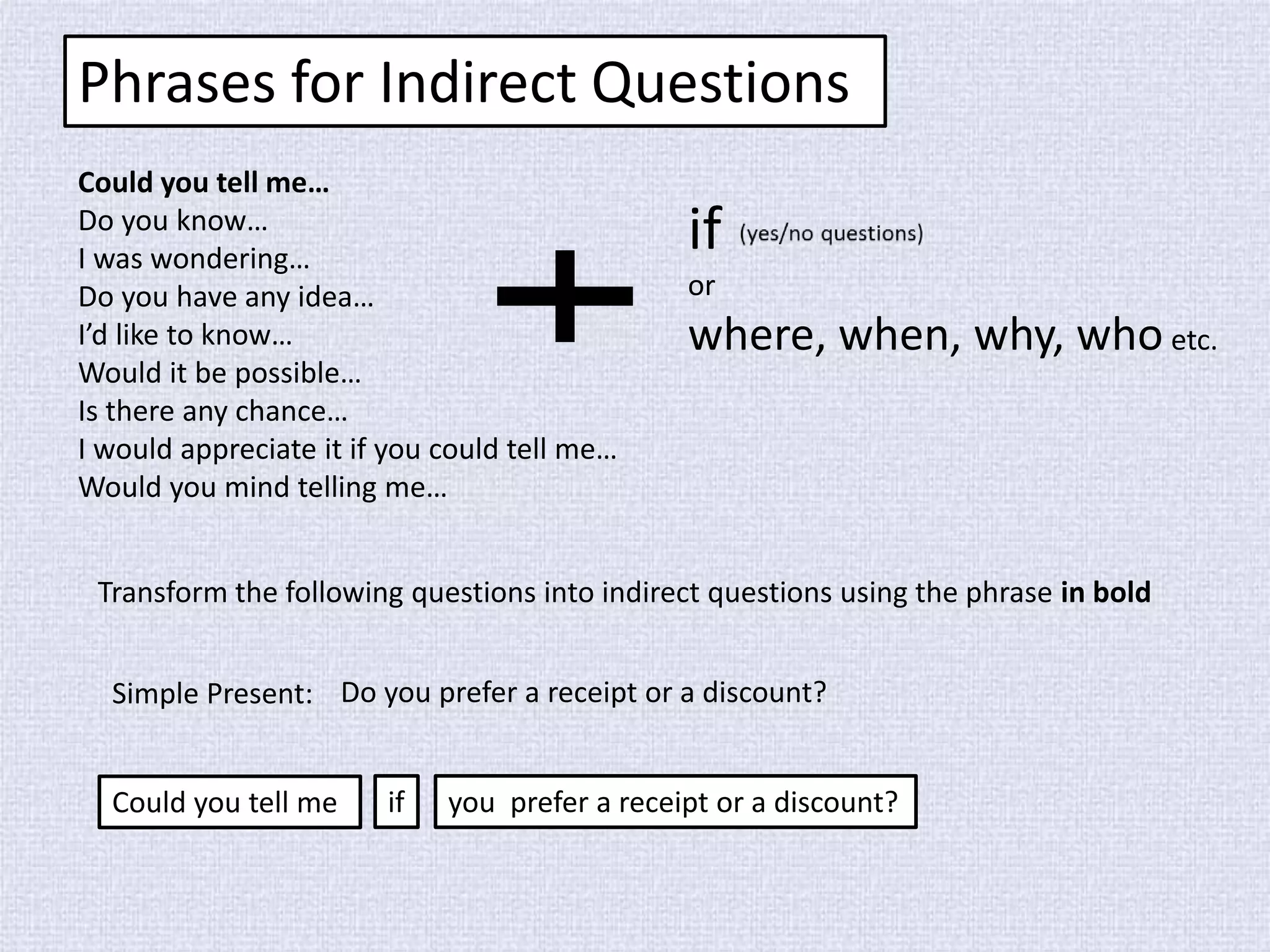 Indirect questions | PPSX