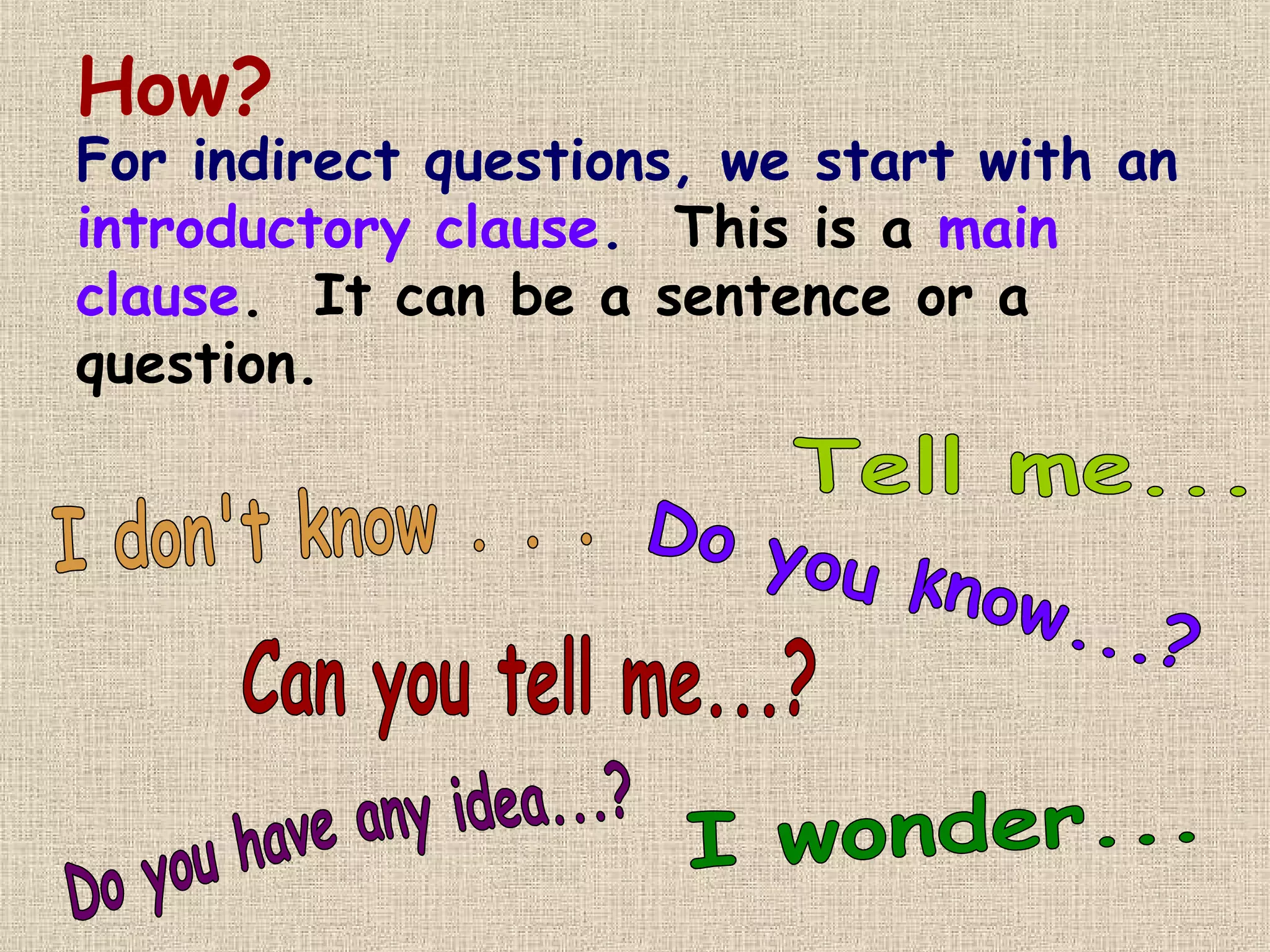Indirect questions ppt slides | PPT