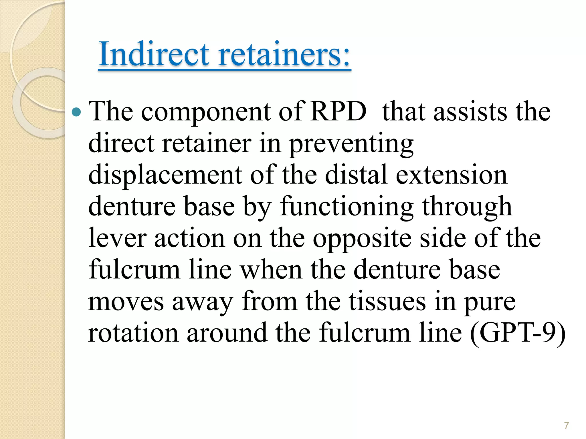 Indirect retainers | PPTX