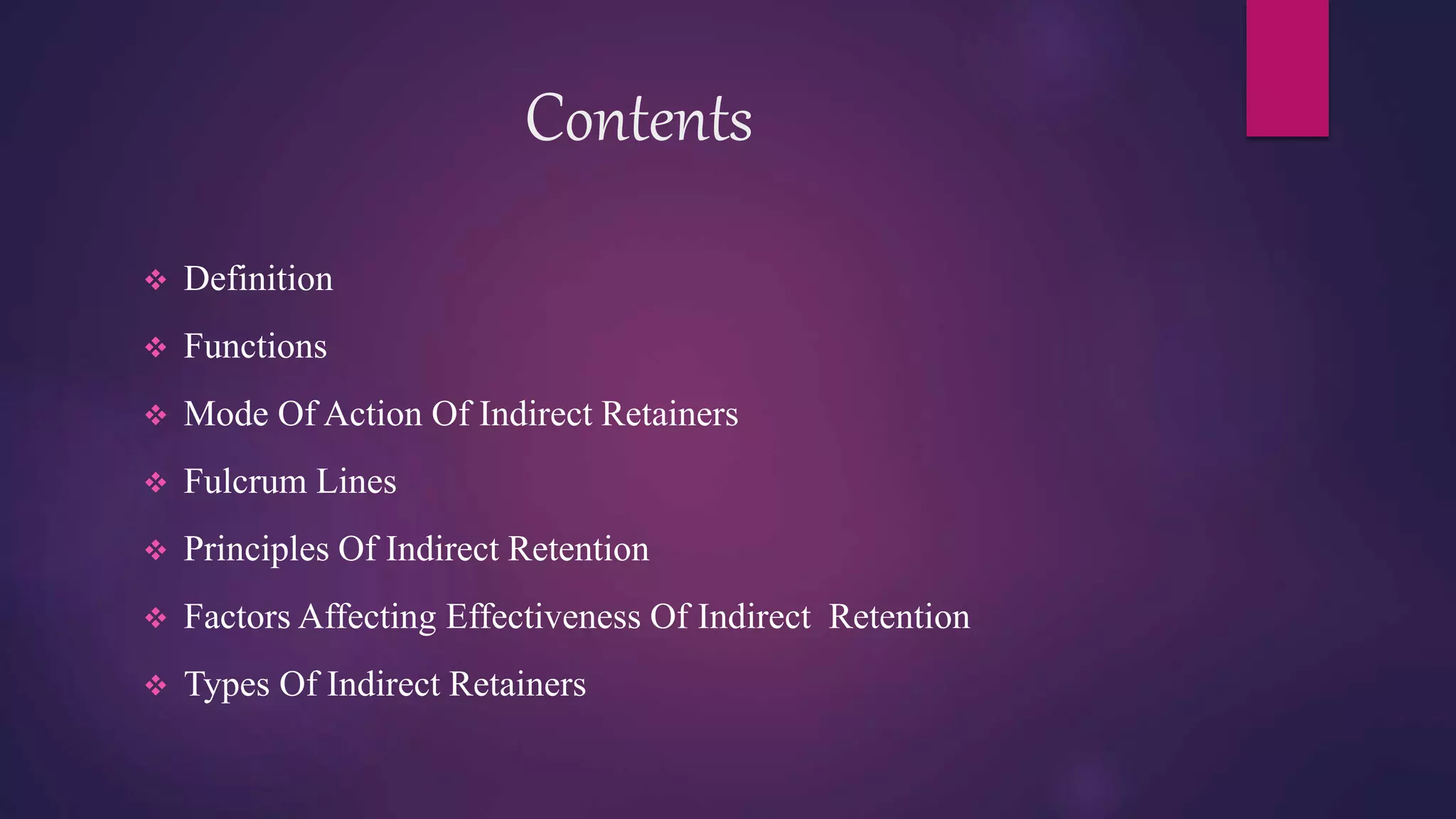 Indirect retainers | PPTX
