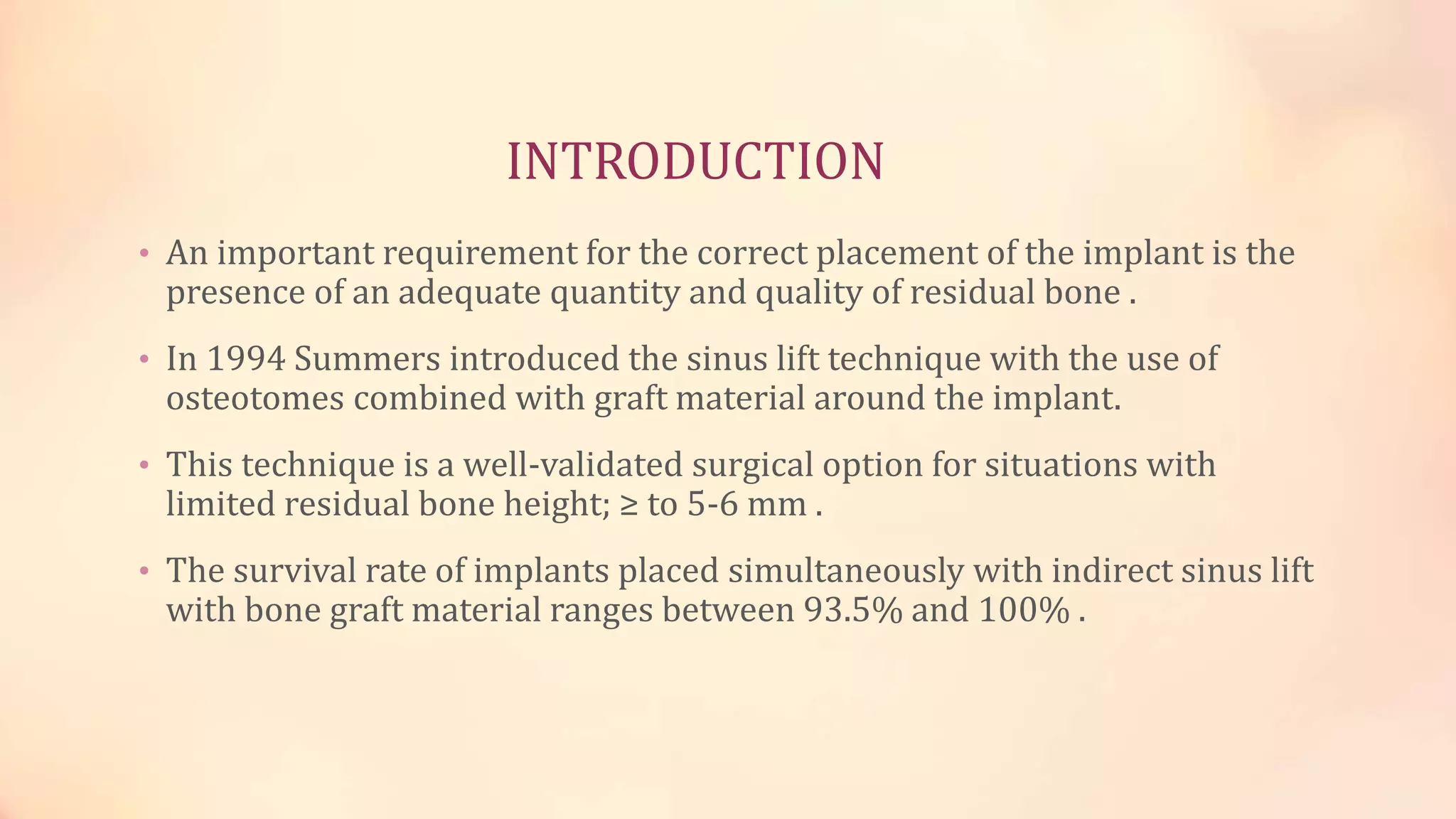 Indirect sinus lift technique | PPTX