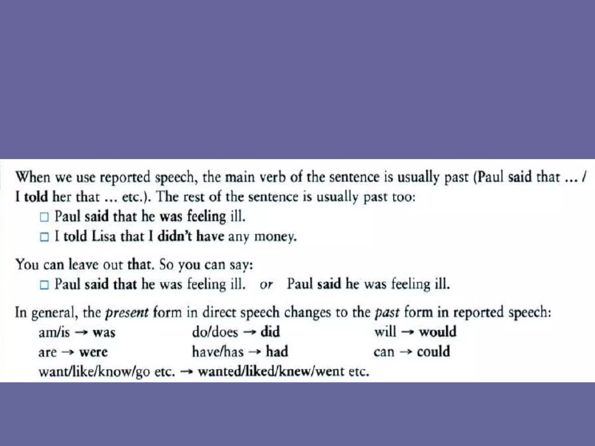 Indirect speech ESL EFL | PPT