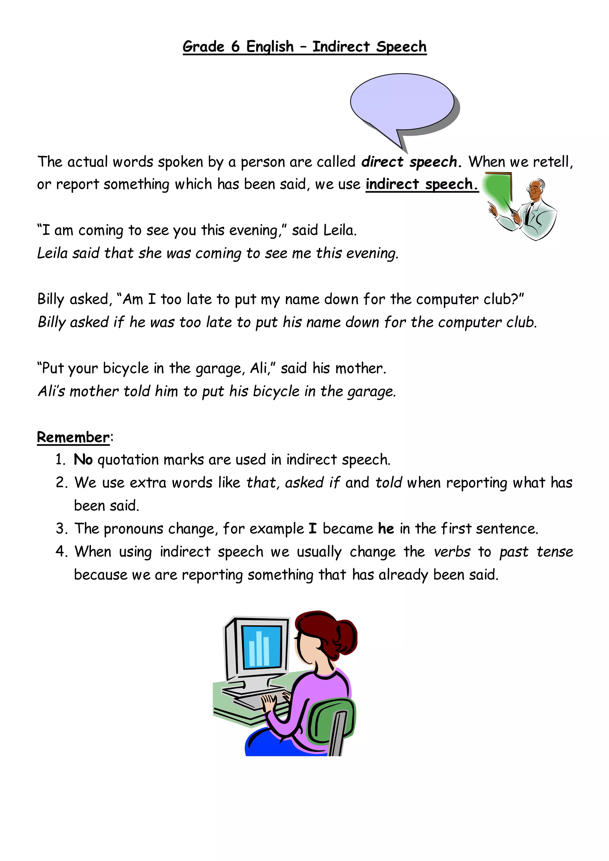 Indirect speech | DOCX