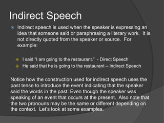 Indirect speech | PPT