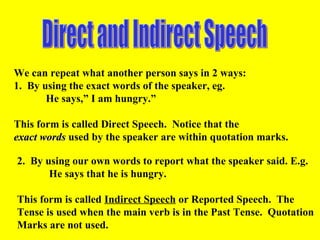 Indirect speech | PPT