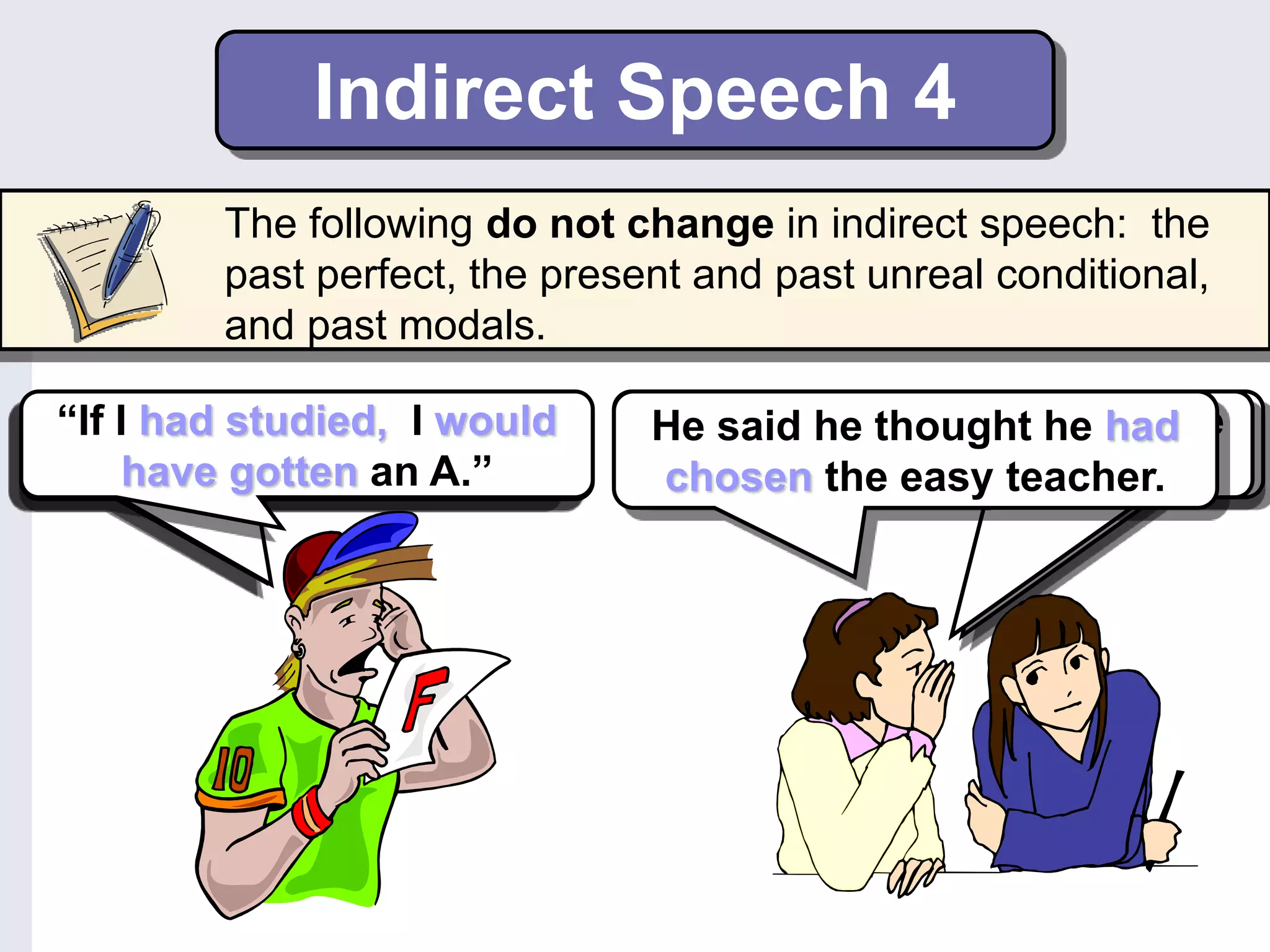 Indirect speech tense changes | PPTX | Educational Assessment | Education