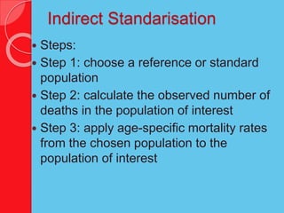 Indirect standardisation biostatitics | PPTX