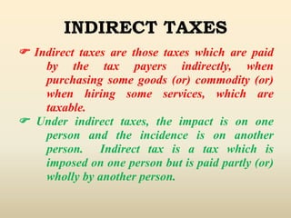 Indirect taxes | PPTX
