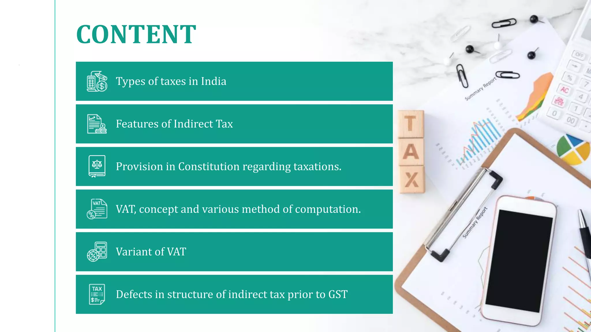 Indirect taxes in india- pre gst era | PPTX