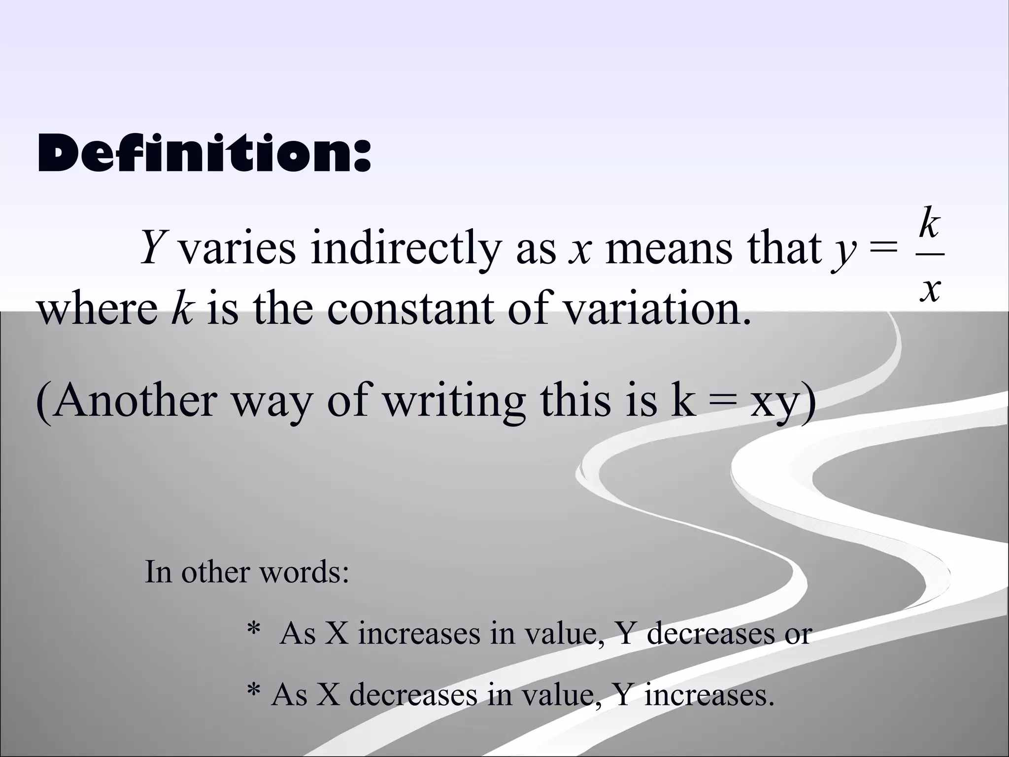 Indirect variation notes | PPT