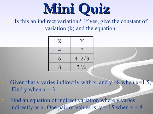 Indirect variation notes | PPT