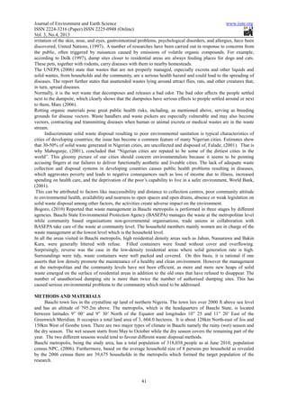 Indiscriminate solid waste dioposal in bauchi causes and impacts on the ...