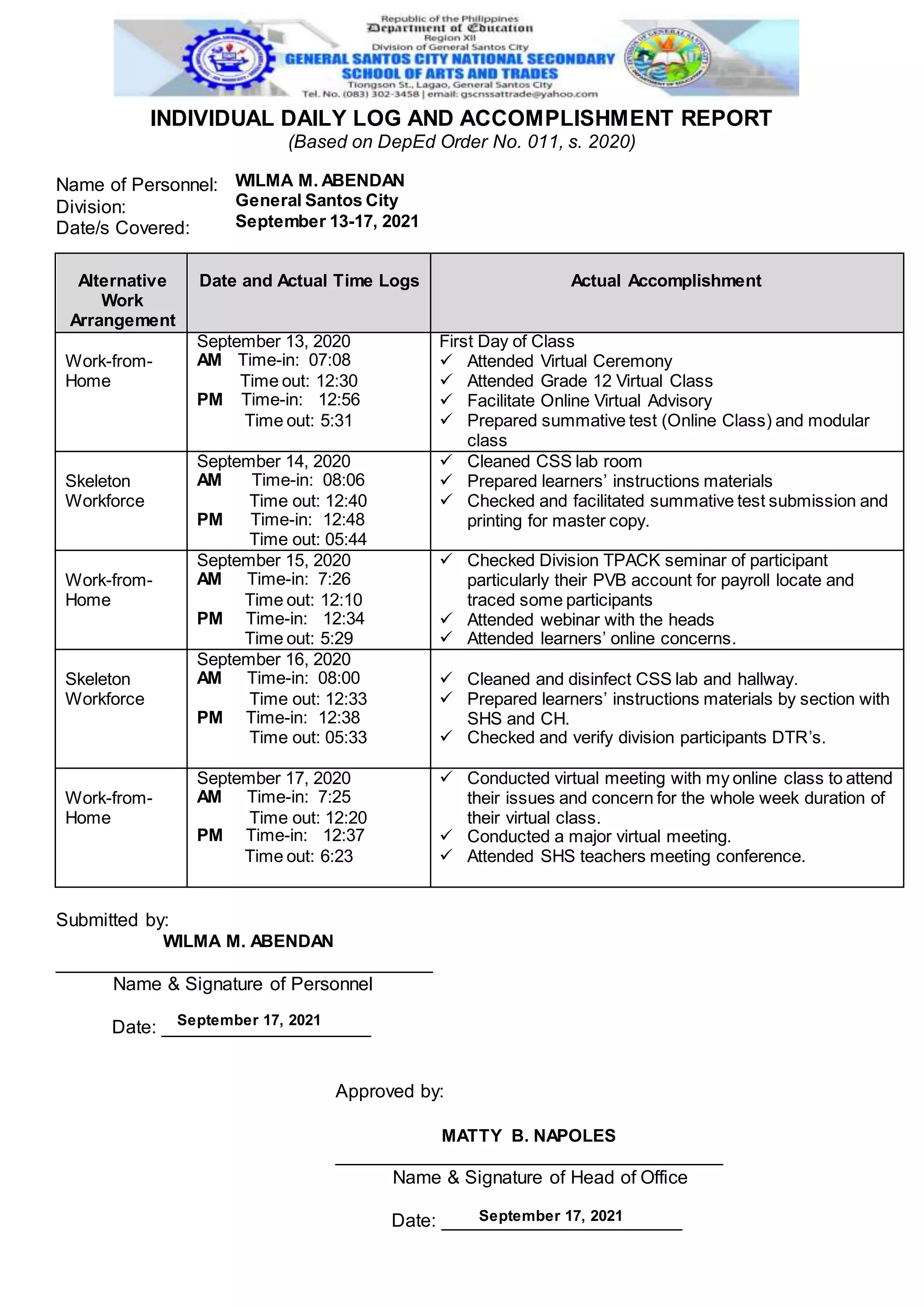 Individual daily-log-and-accomplishment-report-1 | DOCX