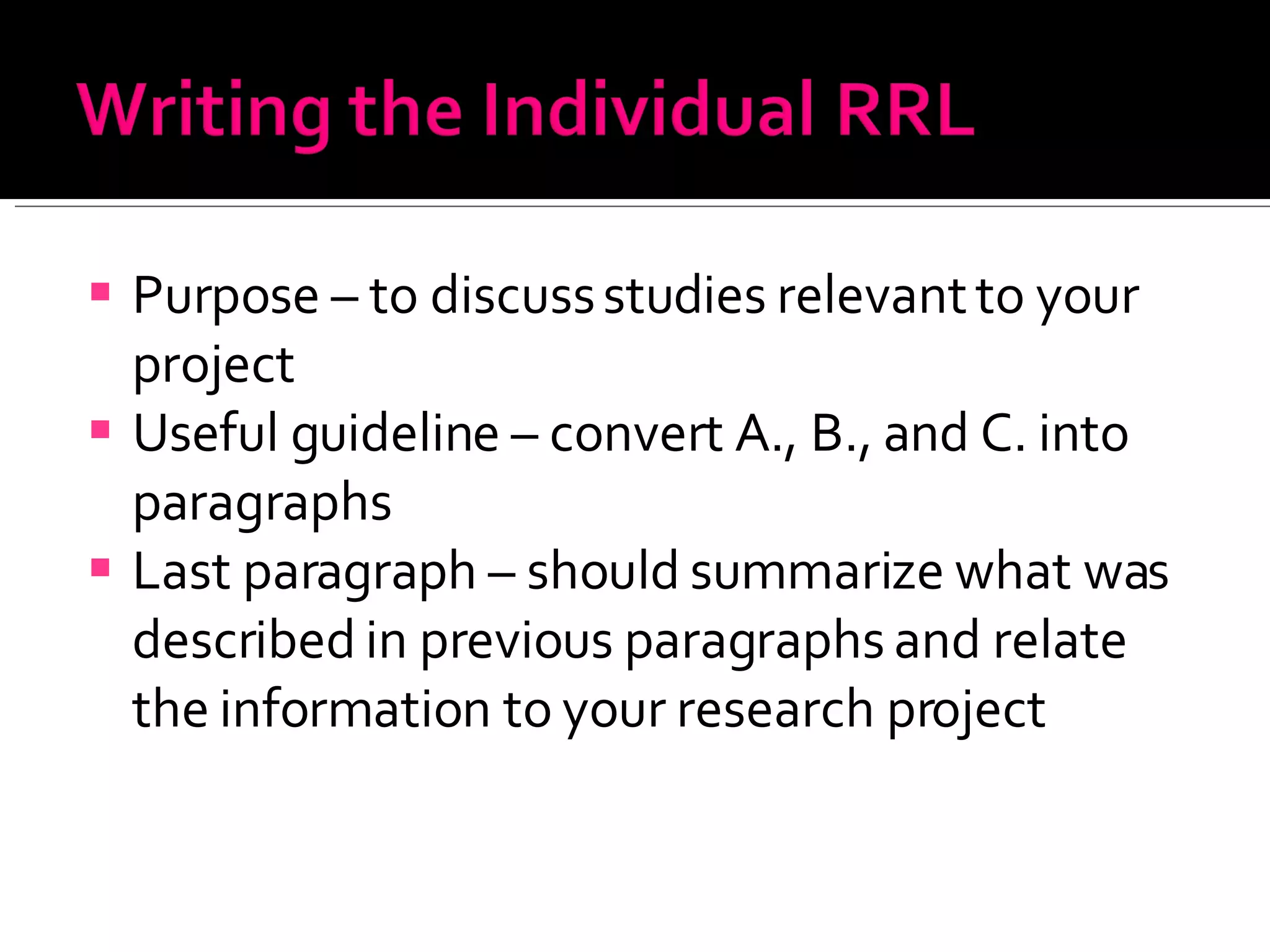 Individual RRL Specifications | PPT