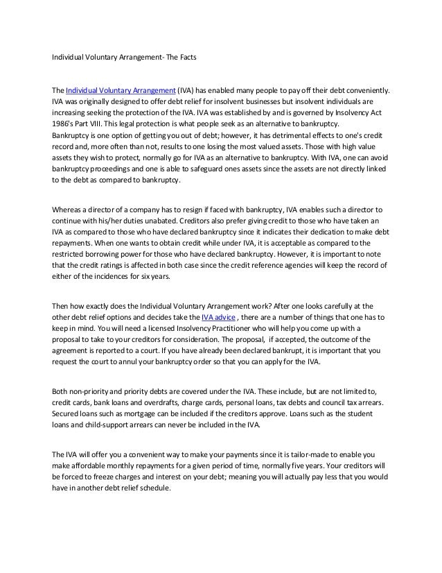 Individual Voluntary Arrangement- The Facts