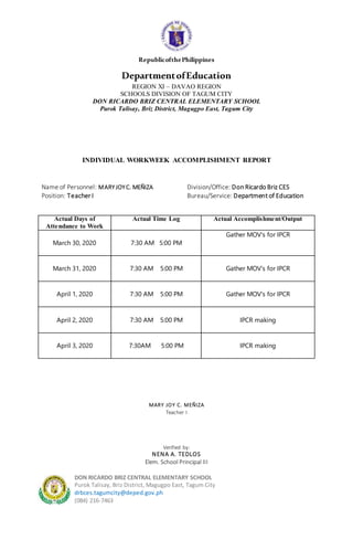Individual workweek-accomplishment-report lyneth | DOCX