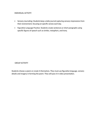 INDIVIDUAL ACTIVITY FOR CREATIVE WRITING | DOCX