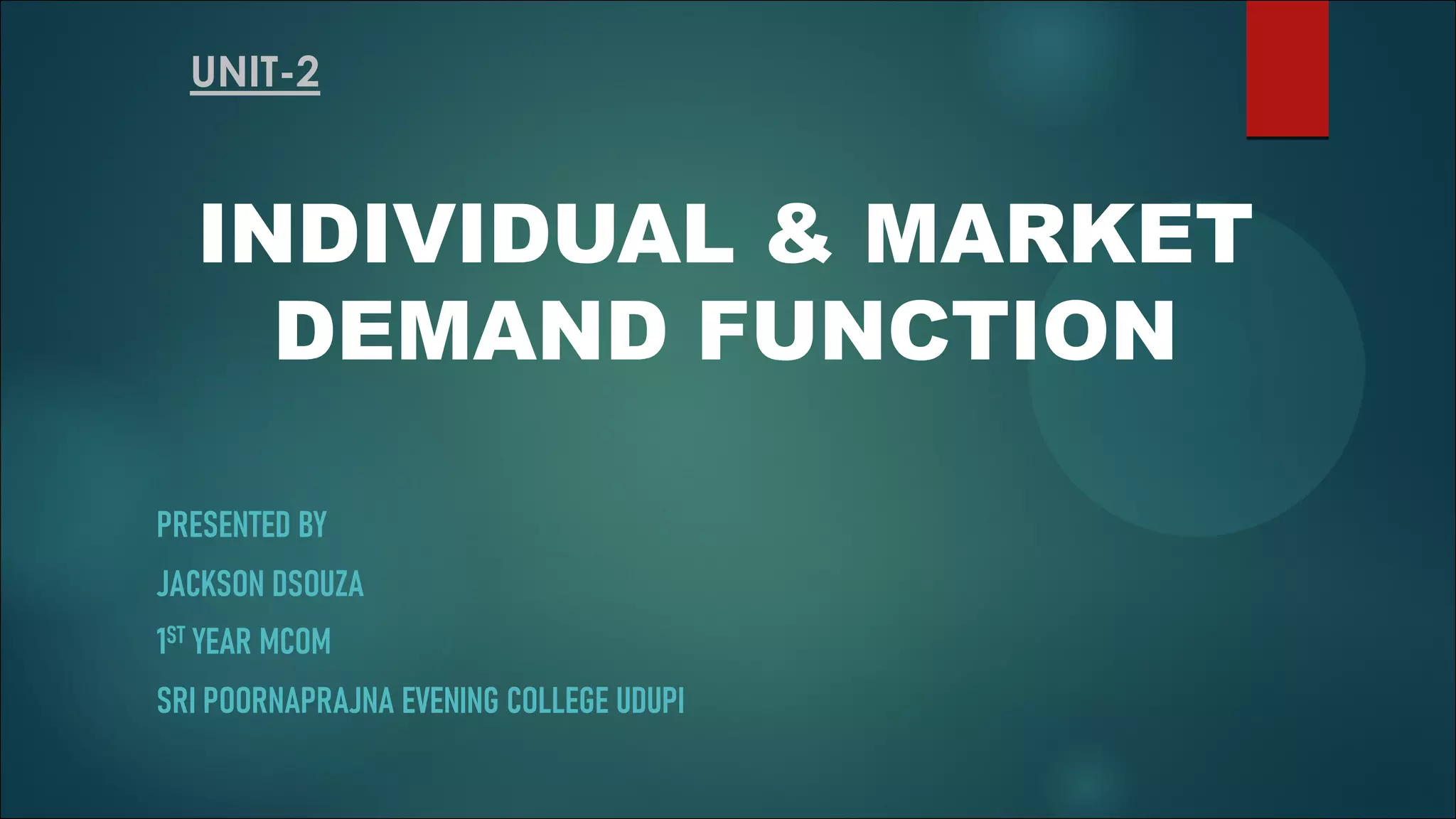 INDIVIDUAL and MARKET Demand Function | PDF
