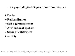Individual and organizational narcissism | PPTX