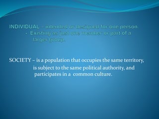 Individual and society | PPTX