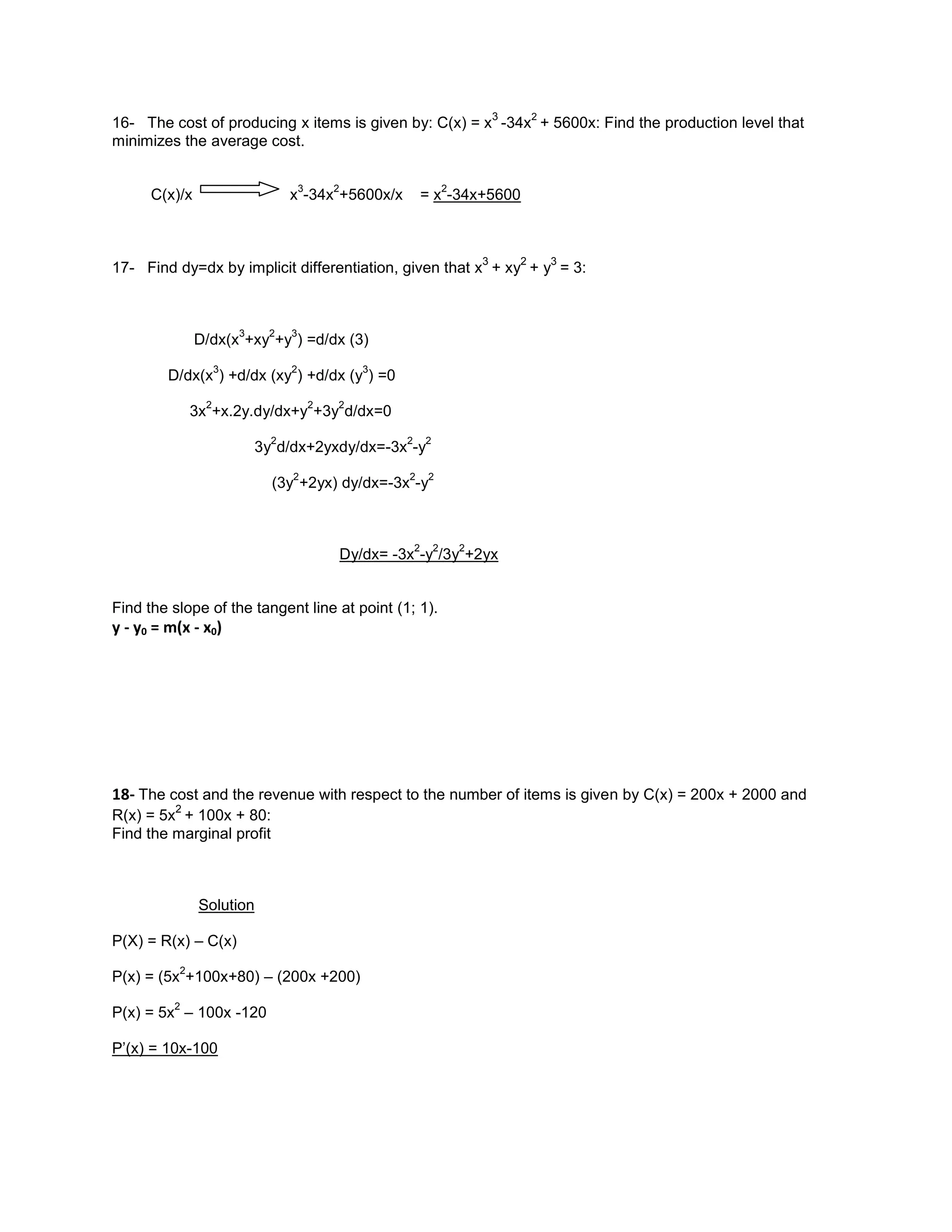 maths Individual assignment on differentiation | DOCX