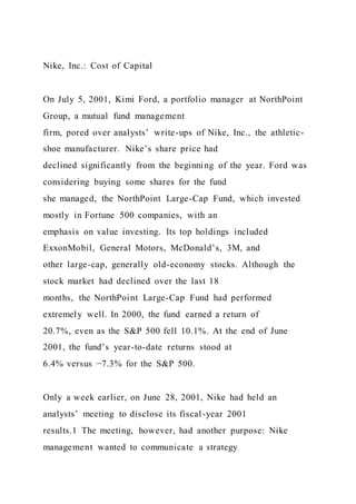 Individual Assignment - Nike Case Write-Up Mergers & Acquisi | PDF