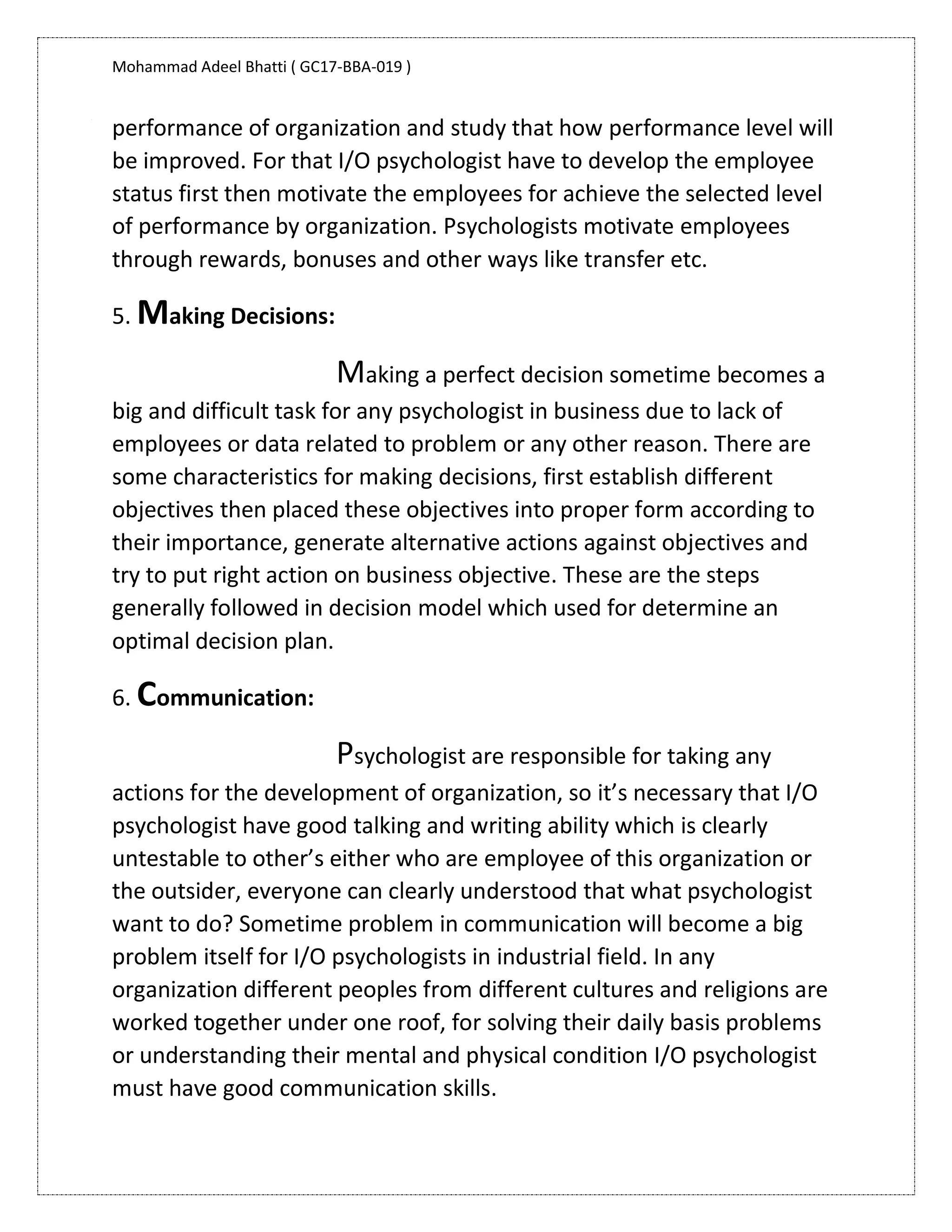 Some issues and problems faced by Industrial/Organizational ...