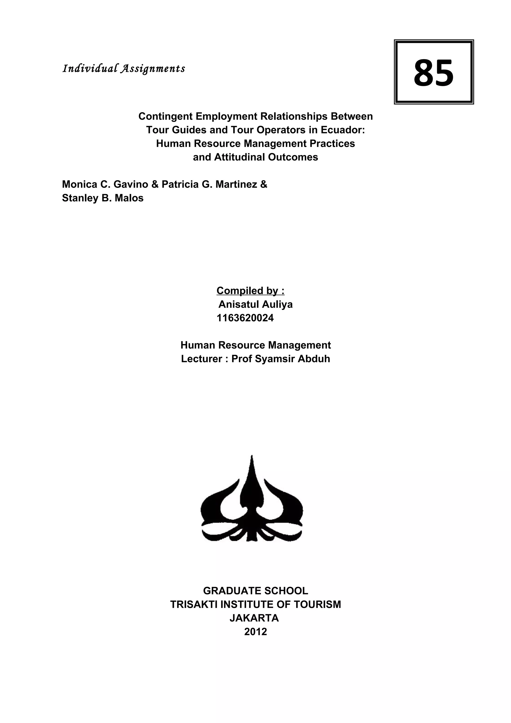 Individual assignments journal | PDF