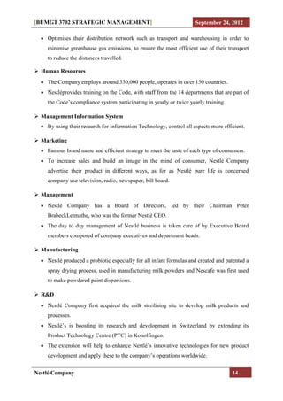 STRATEGIC MANAGEMENT - NESTLE COMPANY | DOCX