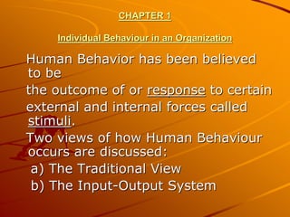 Overview on Individual Behavior | PDF