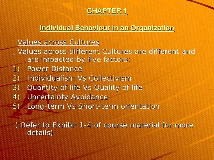 Overview on Individual Behavior