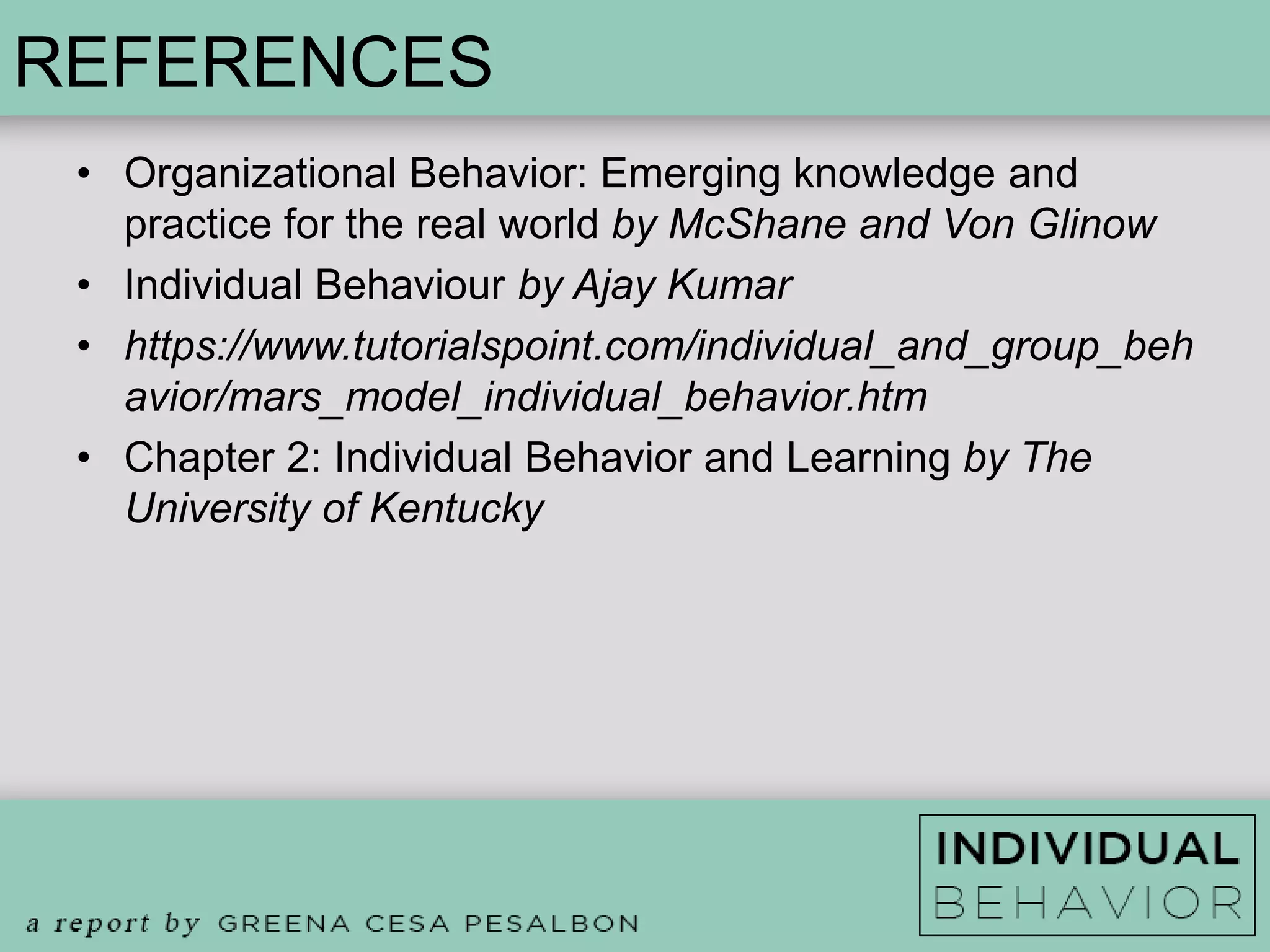 Individual Behavior | PPTX