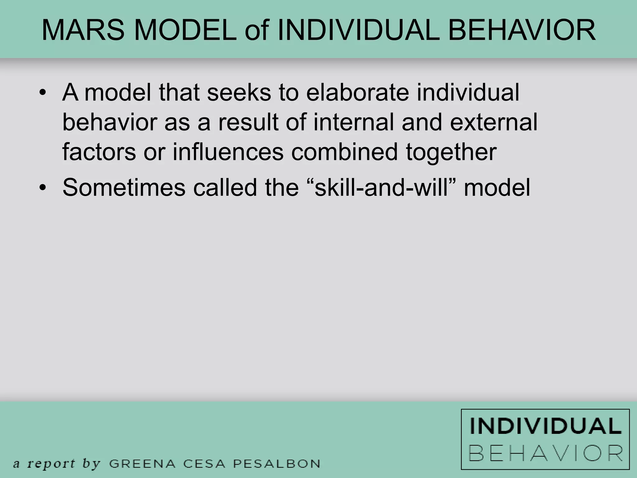 Individual Behavior | PPTX