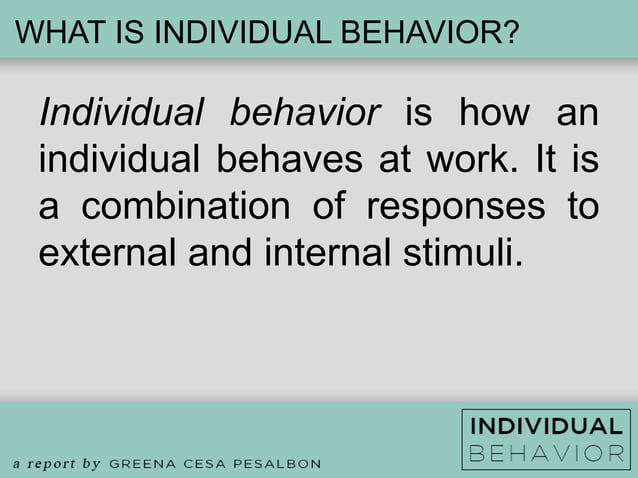 Individual Behavior | PPT