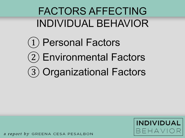 Individual Behavior | PPT