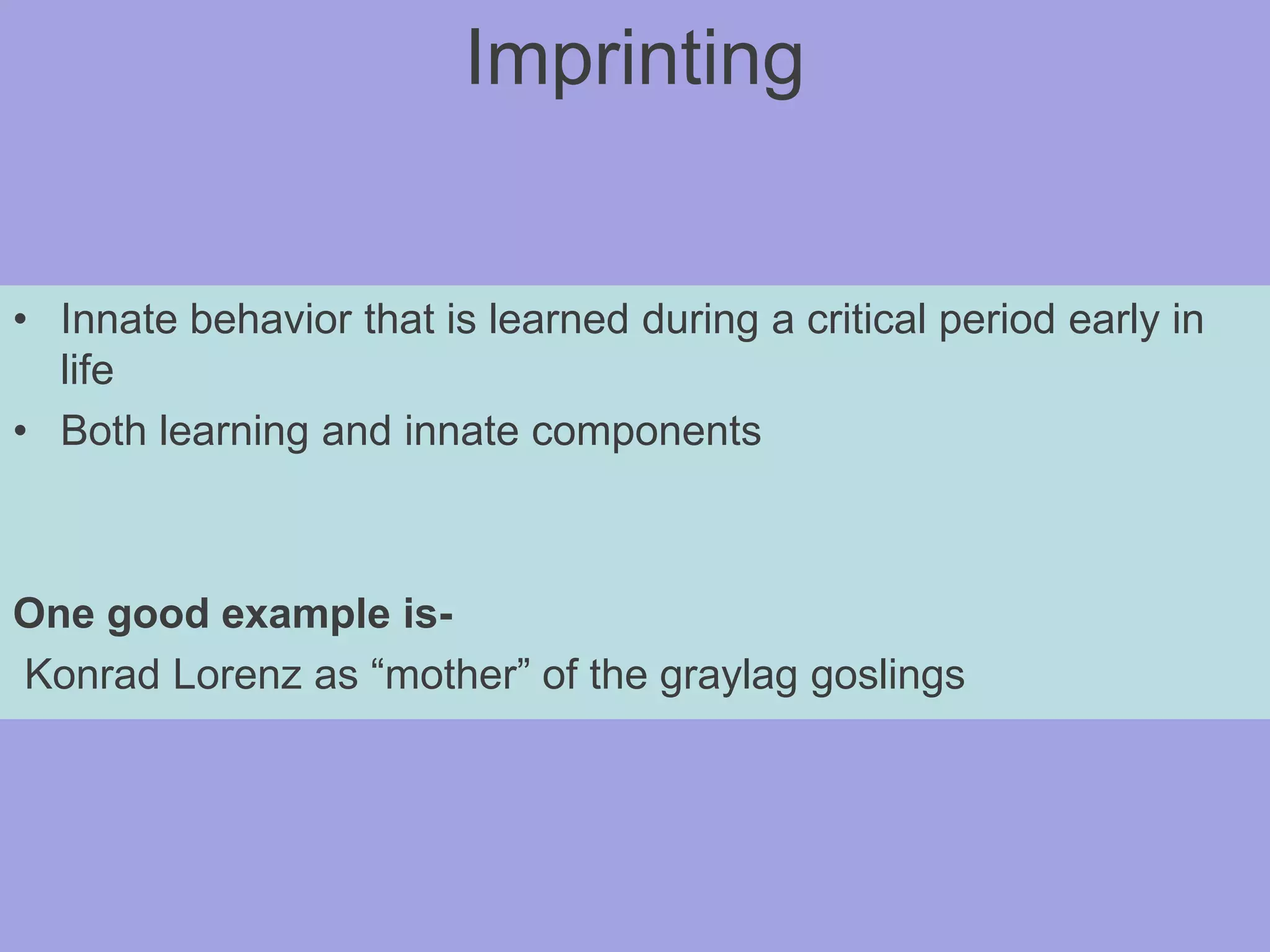 Types of Animal Behaviour (Imprinting and Fixed action pattern) | PDF