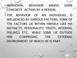 Individual behaviour by atul shiva | PPTX