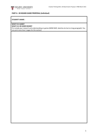 Individual board game proposal template march 2015 | PDF