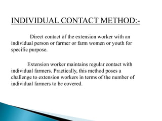 Individual contact method in Extension Education | PPTX