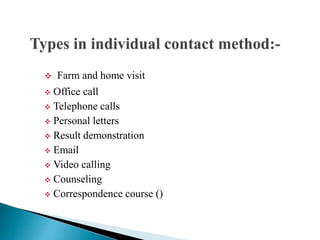 Individual contact method in Extension Education | PPTX