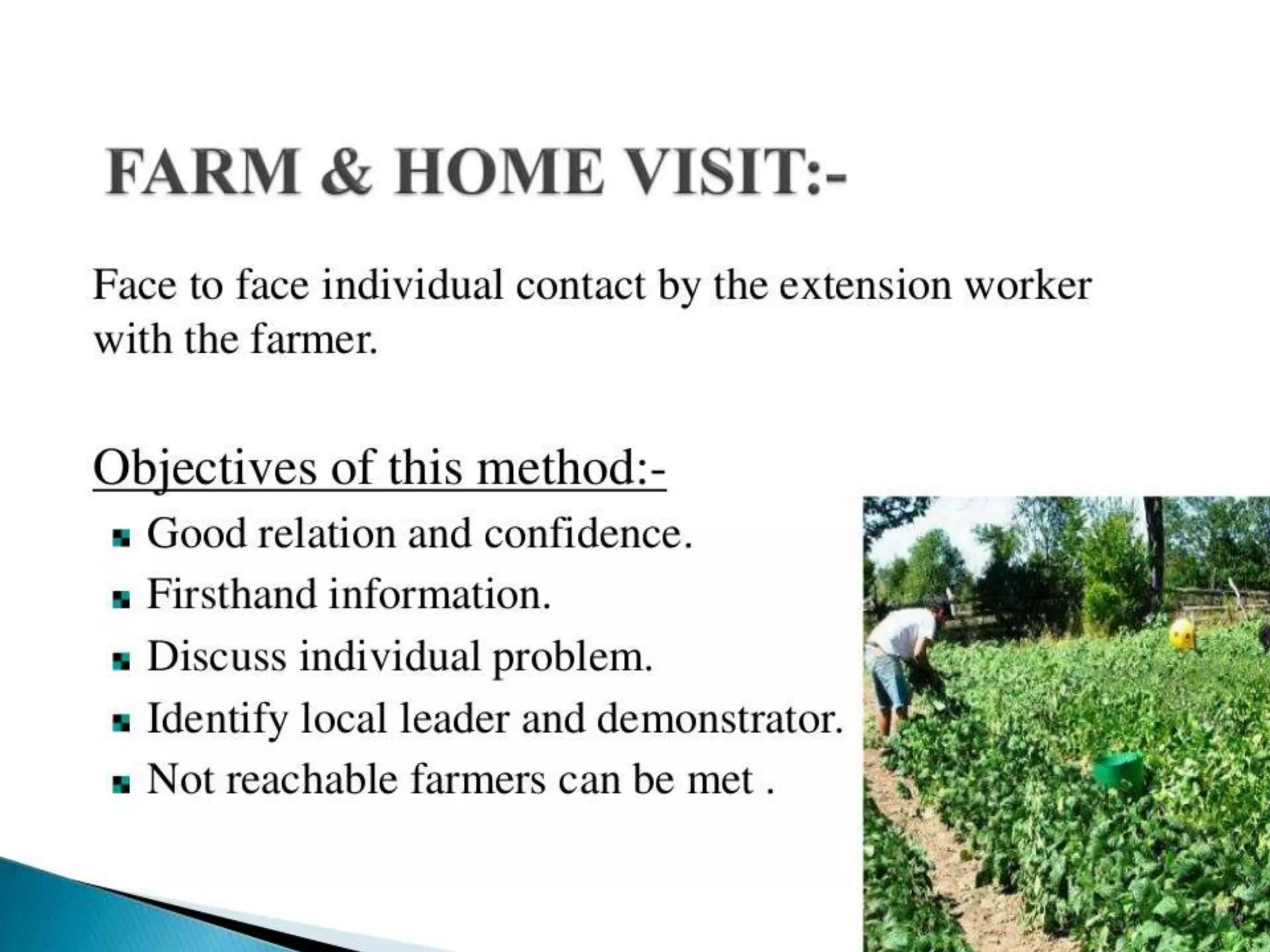 Individual contact methods in agriculture extension By Mr Allah Dad ...