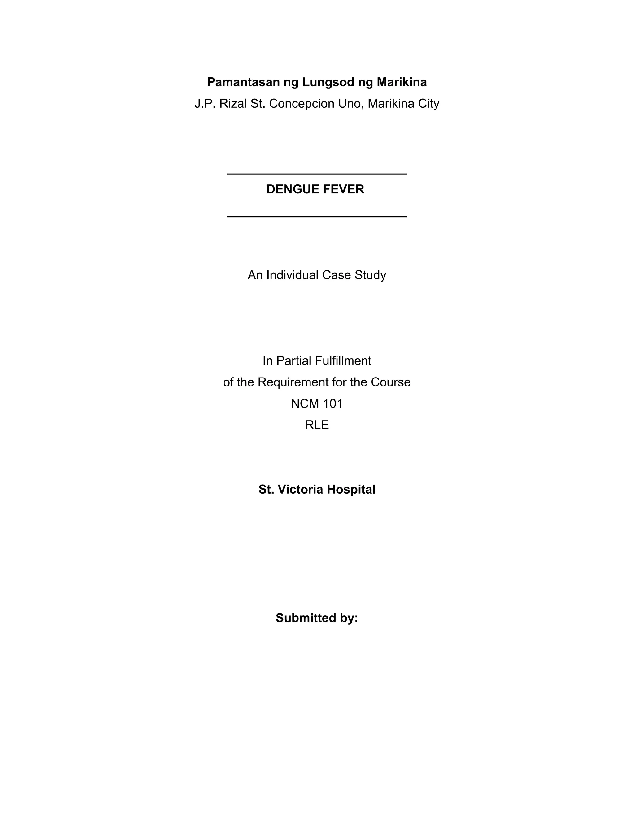 Case study- Dengue Fver | DOC