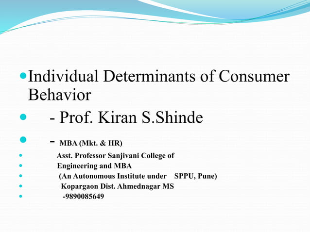 Individual determinants of Consumer Behaviour | PPTX | Science