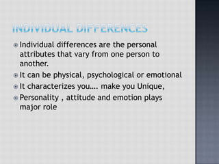 Individual differences | PPTX