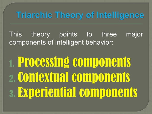 Individual differences: TRIARCHIC THEORY OF INTELLIGENCE BY STERNBERG ...