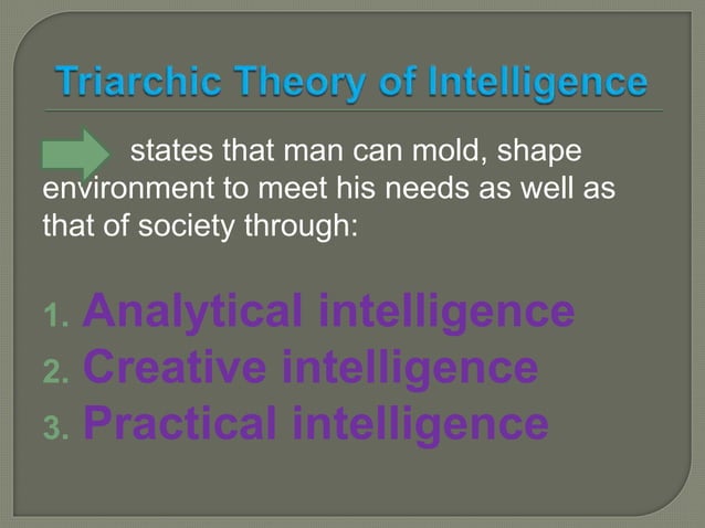 Individual differences: TRIARCHIC THEORY OF INTELLIGENCE BY STERNBERG ...