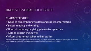 INDIVIDUAL DIFFERENCES - Theories Of Intelligence | PPTX